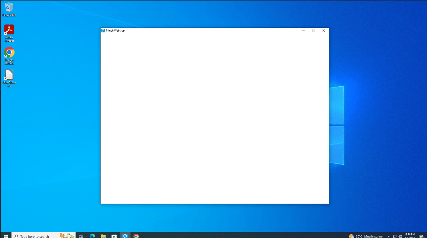 White screen on Princh printing application for Public PC's