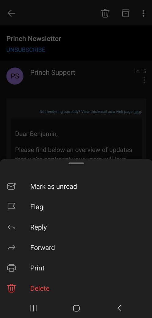 Print from Outlook on Android devices