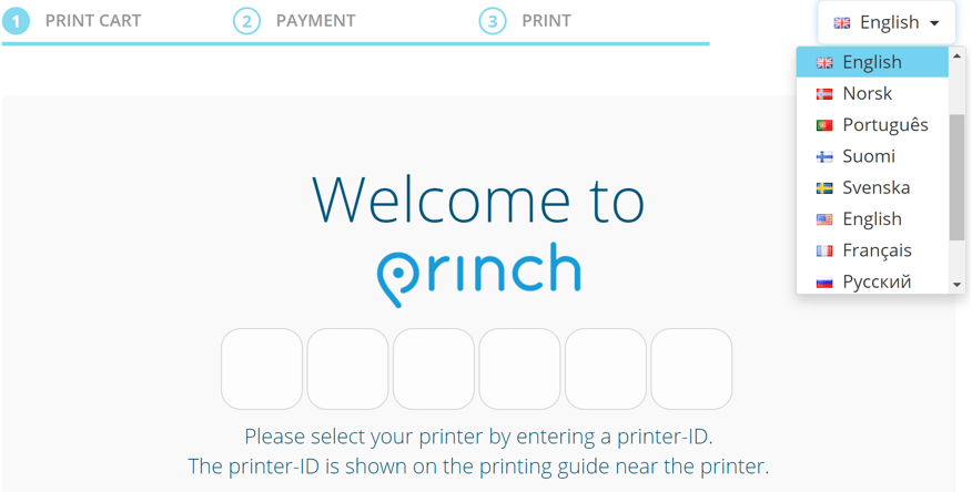 How to change language in Princh
