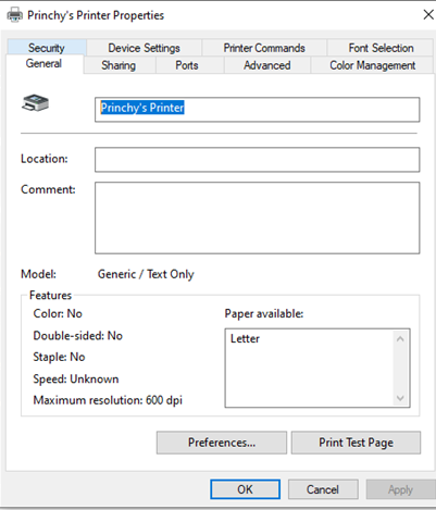 How to configure a Princh printer using Windows Print Queue