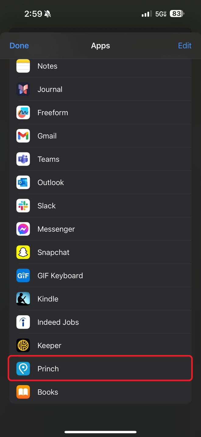 Printing a web page or email on an IOS device using Princh
