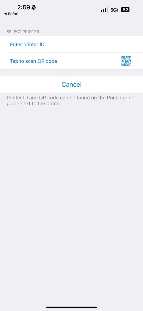 Printing a web page or email on an IOS device using Princh