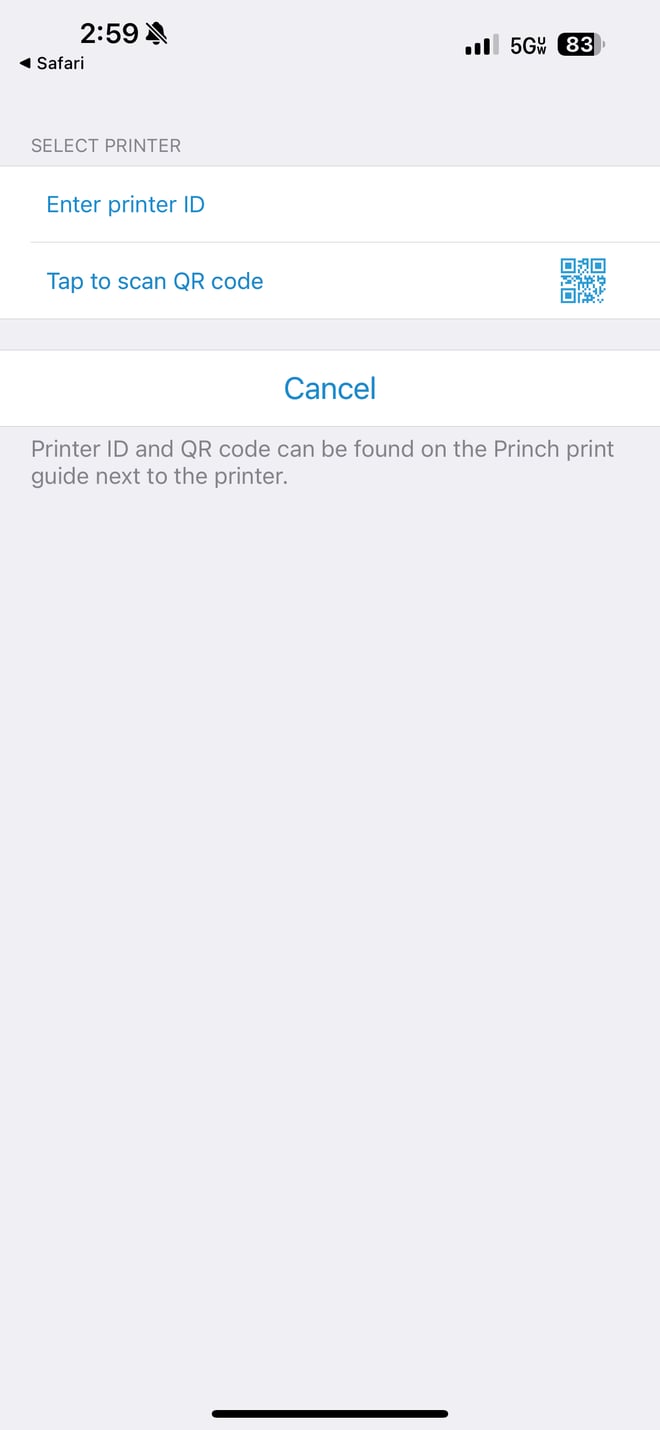 Printing a web page or email on an IOS device using Princh